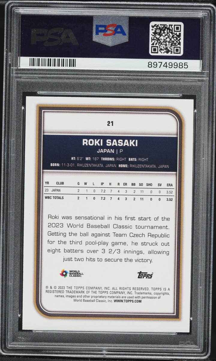 2023 Topps World Baseball Classic Gold Rainbow Foil Roki Sasaki ROOKIE ...