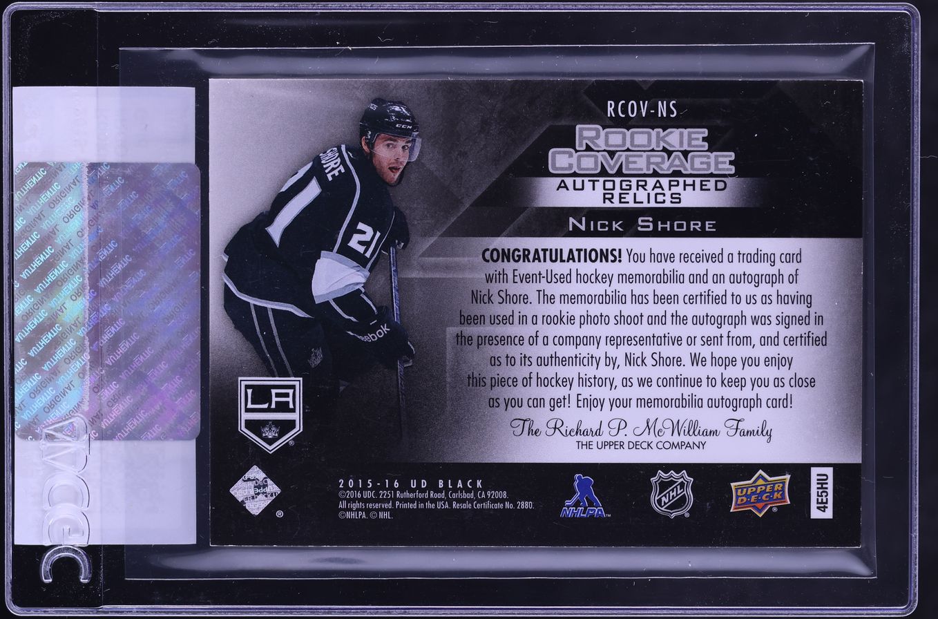 2015 Upper Deck Black Coverage Gold Nick Shore ROOKIE PATCH AUTO 1/60 # ...