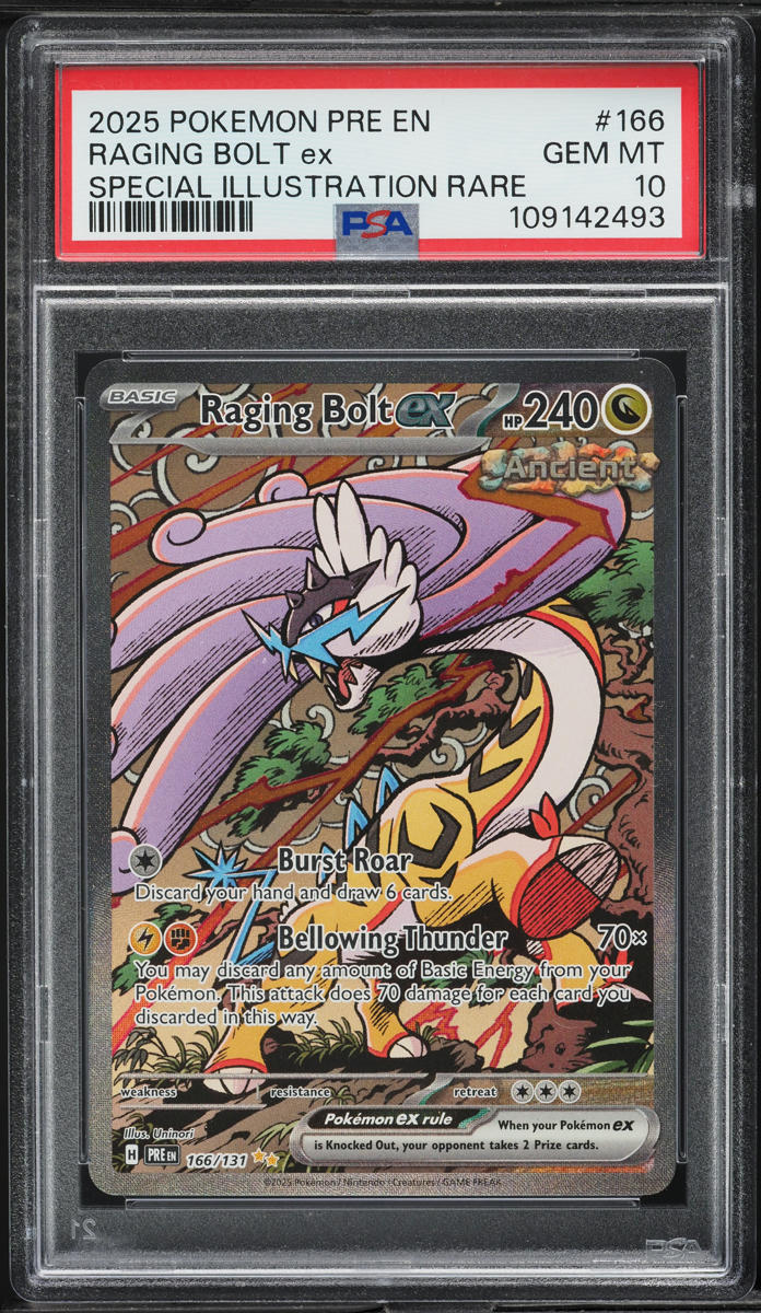 2025 Pokemon SV Prismatic Evolutions SIR Raging Bolt ex #166 PSA 10 GEM ...