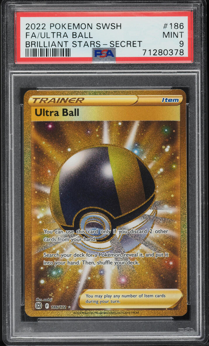 2022 Pokemon SWSH Brilliant Stars Secret Full Art Ultra Ball #186 PSA 9 ...