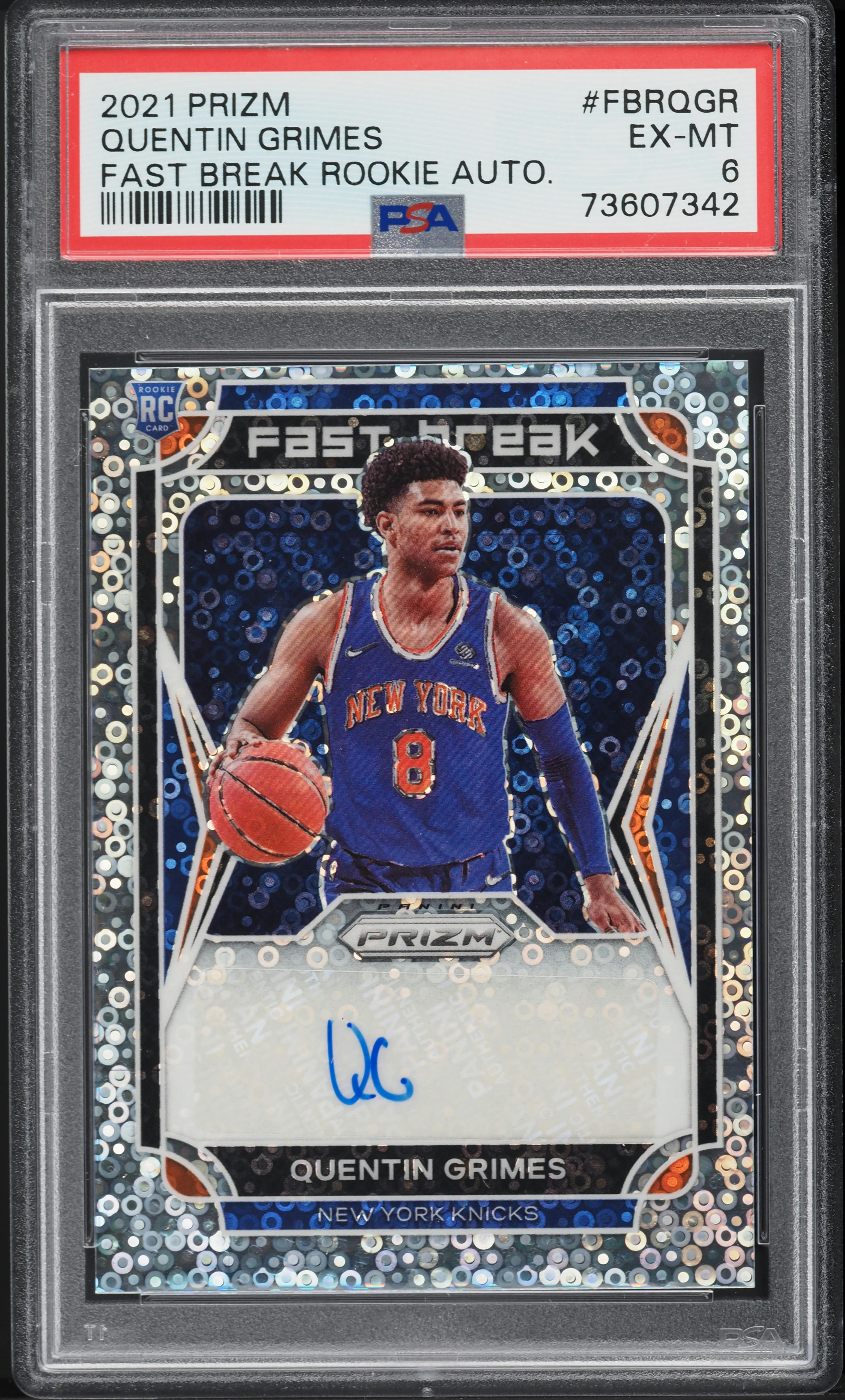2021 Panini Prizm Fast Break Quentin Grimes ROOKIE AUTO #FBR-QGR PSA 6 ...