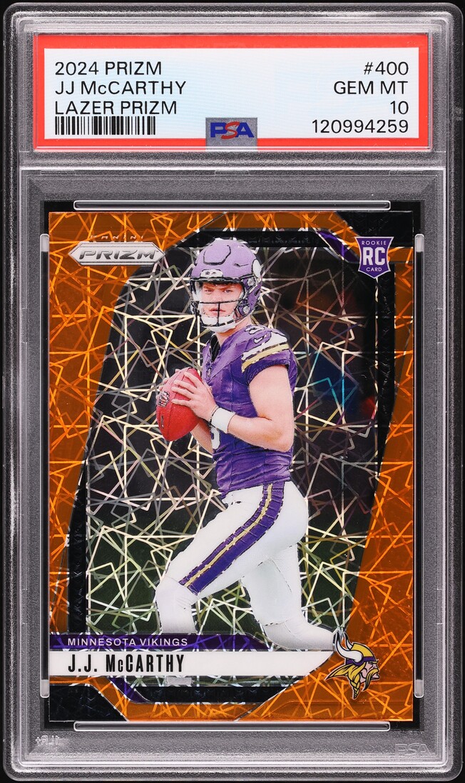 2024 Panini Prizm Lazer J.J. McCarthy ROOKIE #400 PSA 10 GEM MINT on ...
