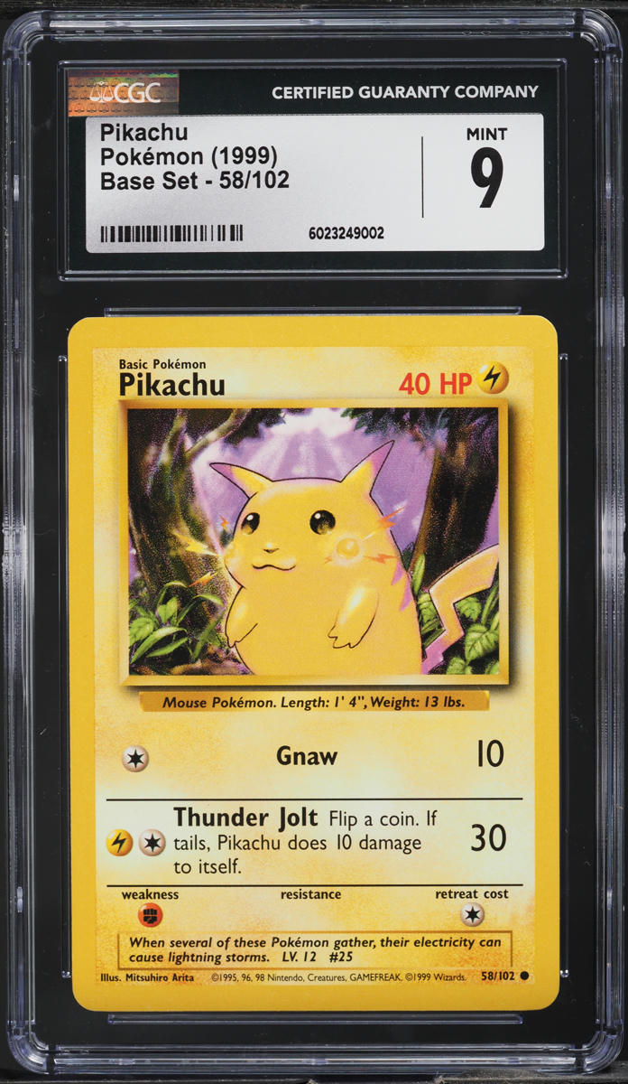 1999 Pokemon Base Set Yellow Cheeks Pikachu #58 CGC 9 MINT on Fanatics ...