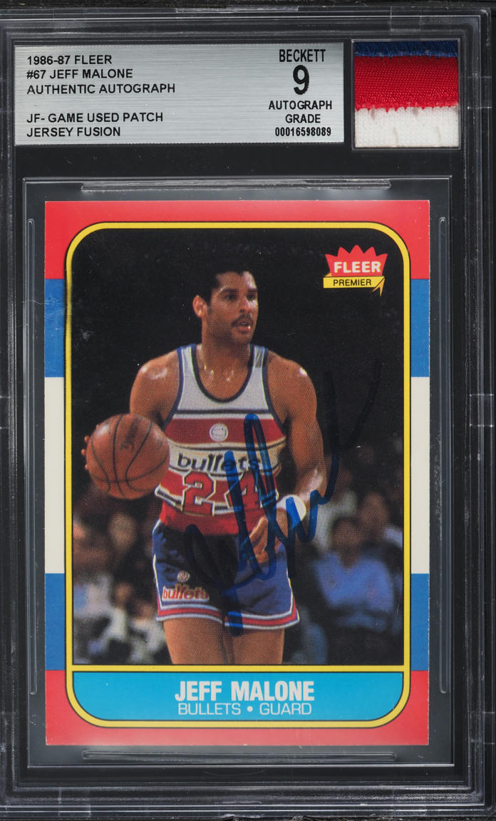 1986 Fleer Basketball Jeff Malone GAME USED PATCH AUTO #67 BGS AUTH on ...