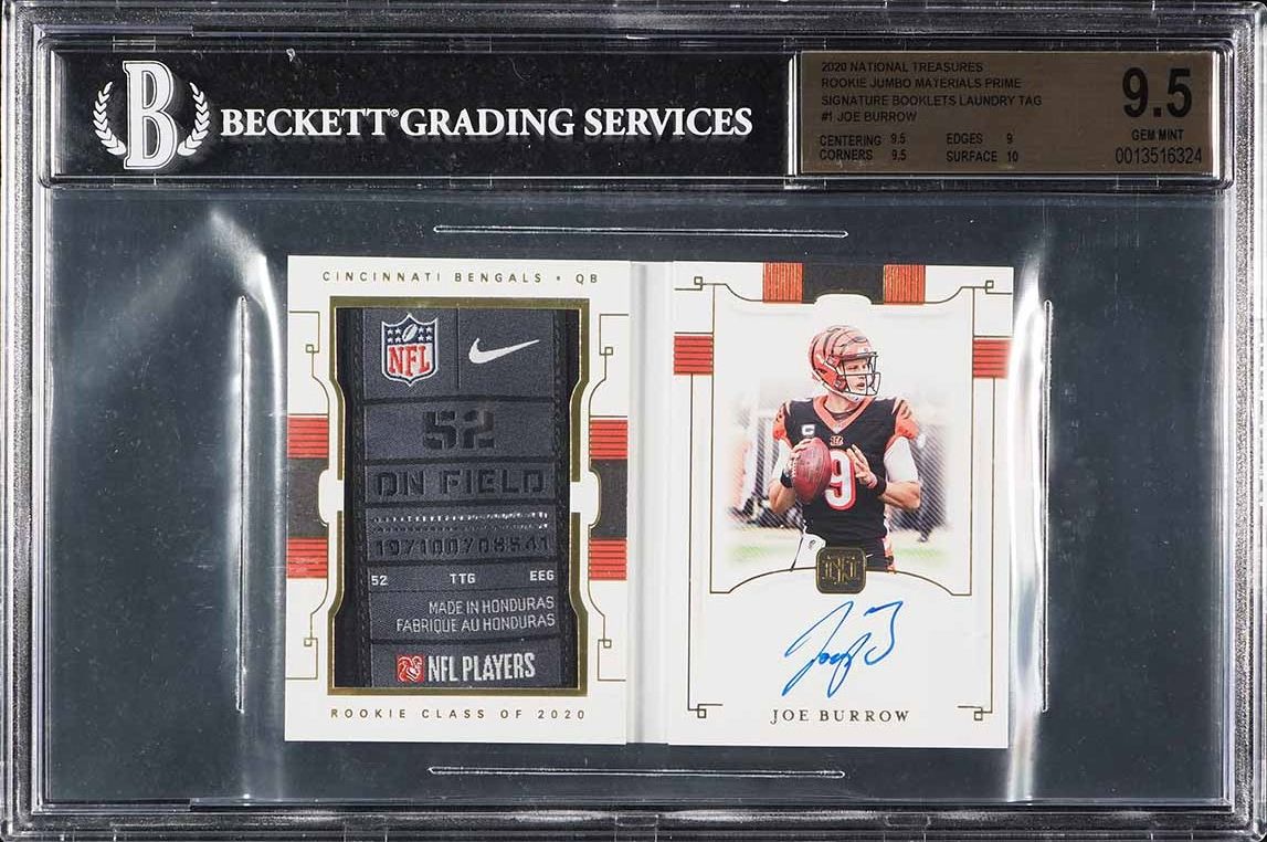 2020 National Treasures Booklet Joe Burrow ROOKIE PATCH AUTO 1/5 #1 BGS ...