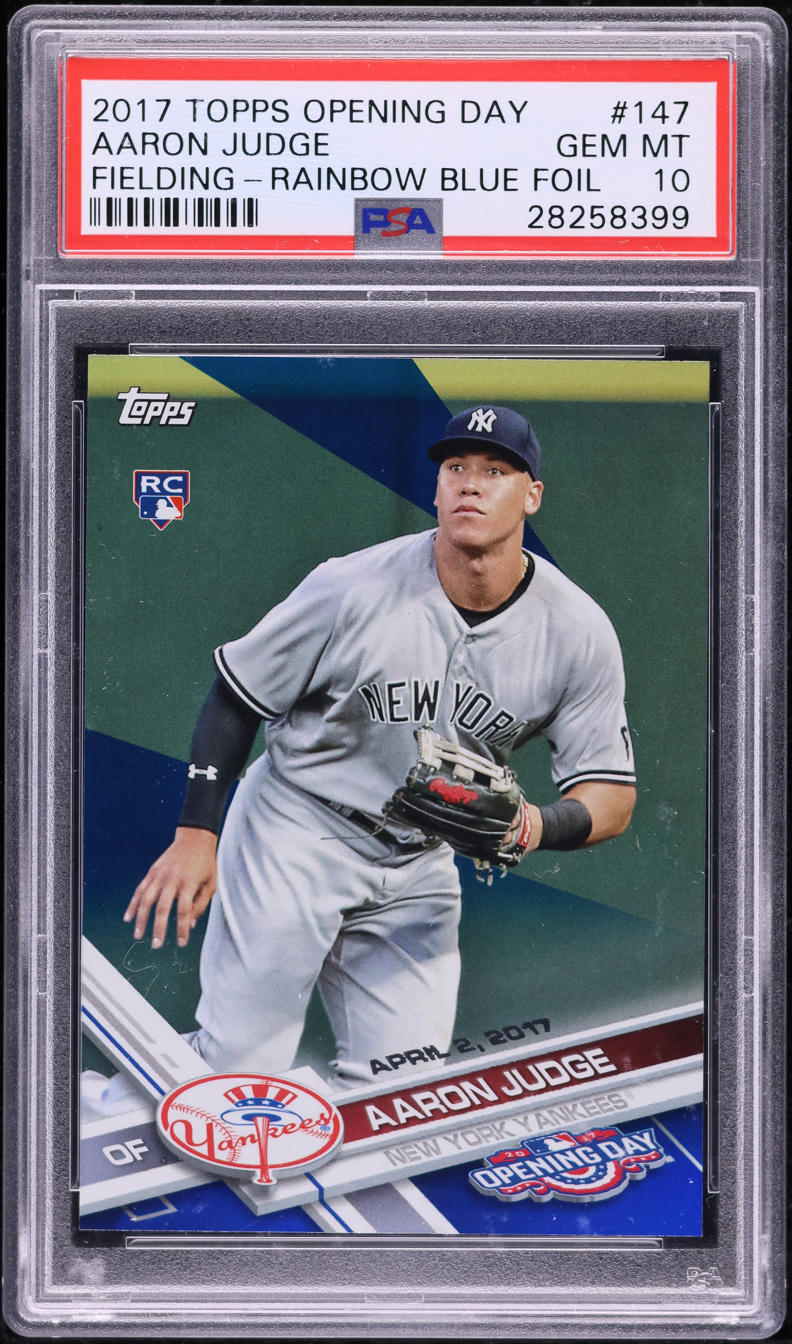 2017 Topps Opening Day Rainbow Blue Foil Aaron Judge ROOKIE #147 PSA 10 ...