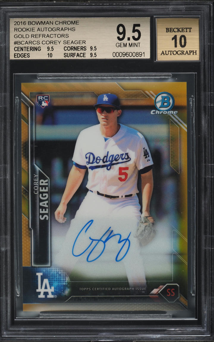 2016 Bowman Chrome Gold Refractor Corey Seager ROOKIE AUTO /50 #BCAR-CS ...