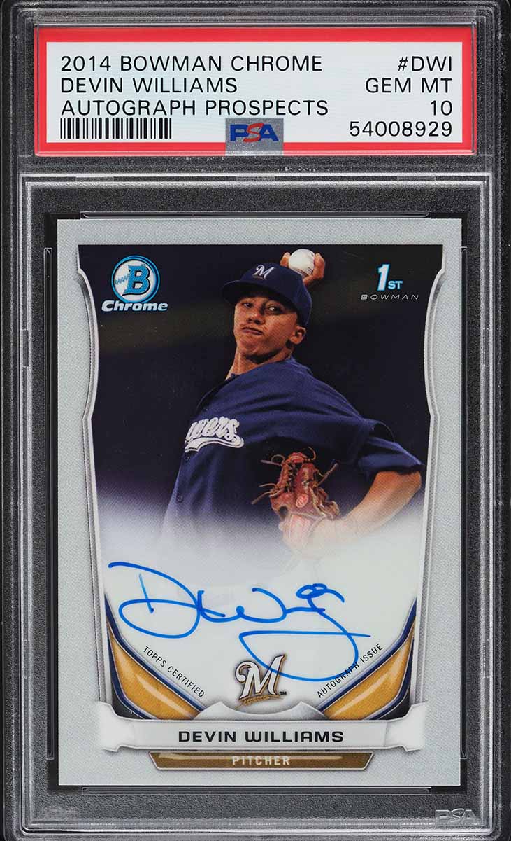2014 Bowman Chrome Prospects Devin Williams ROOKIE AUTO #BCAP-DWI PSA ...