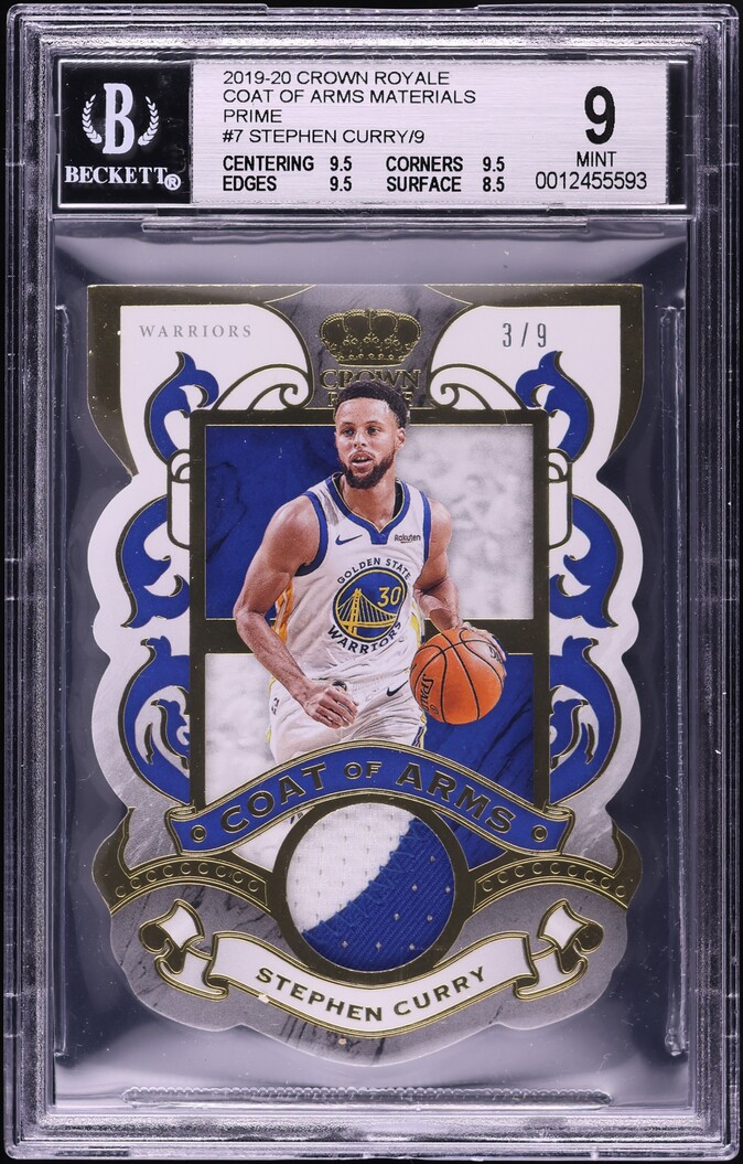 2019 Crown Royale Coat Of Arms Prime Stephen Curry PATCH /9 BGS 9 MINT ...