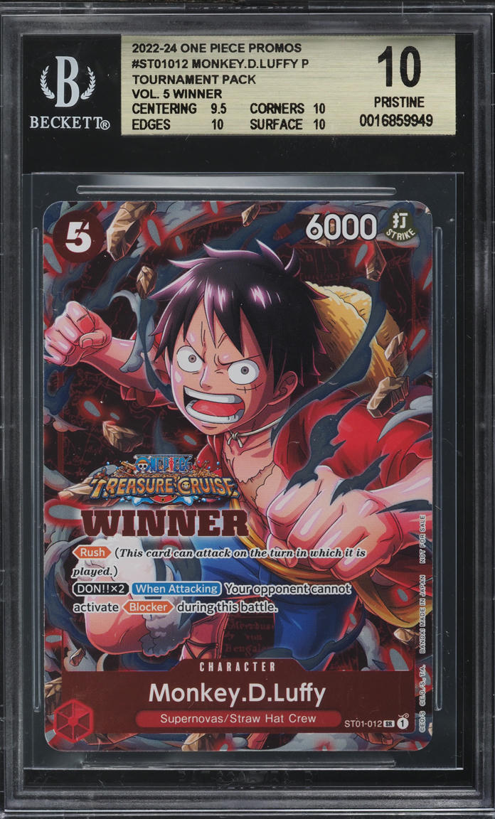 2022 One Piece Promo Tournament Pack V.5 Winner Monkey D. Luffy BGS 10 ...