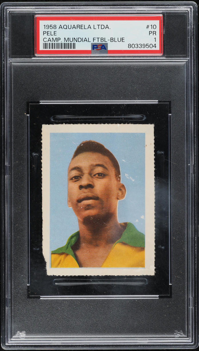 1958 Editora Aquarela Soccer Blue Number Pele ROOKIE #10 PSA 1 PR on ...