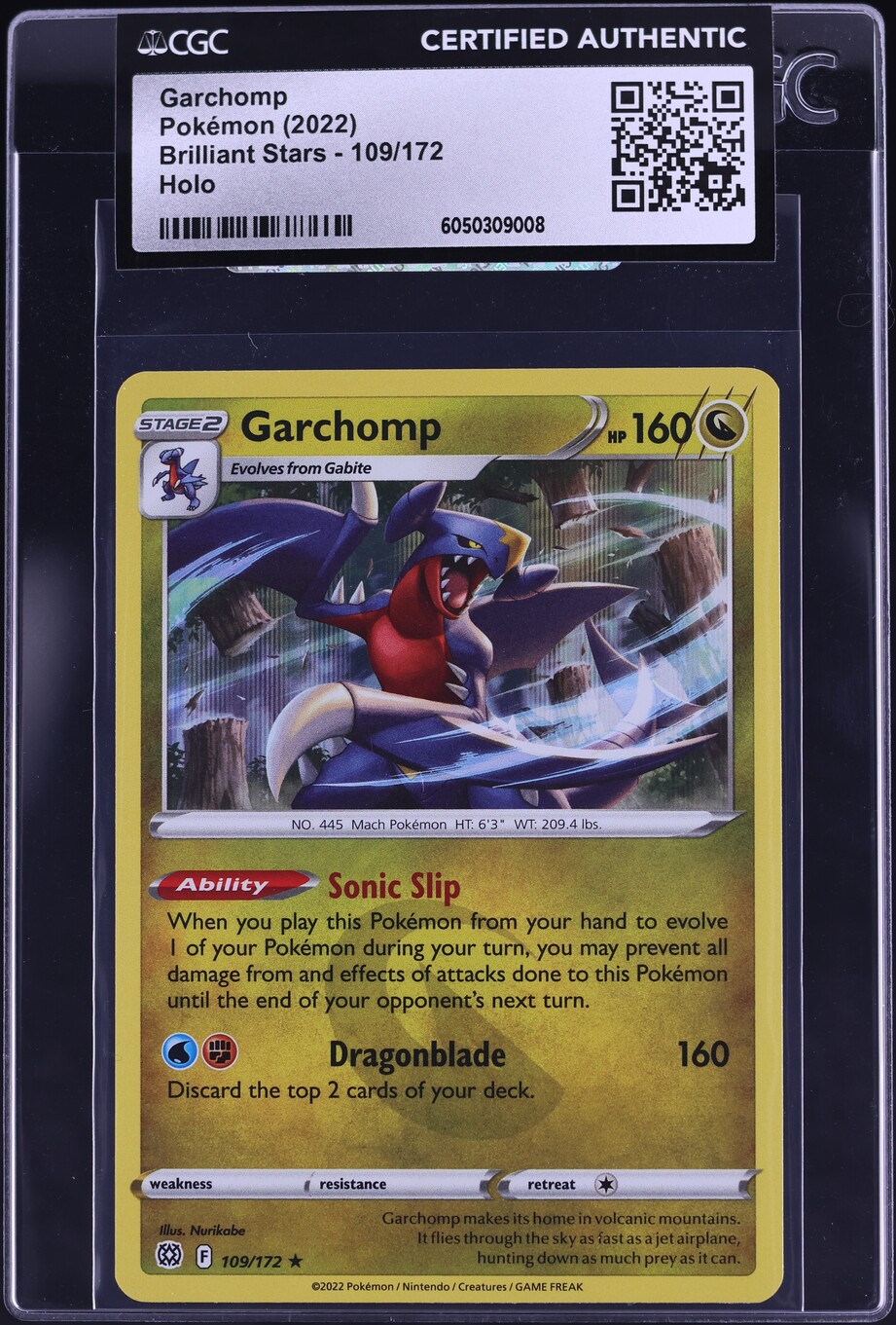 2022 Pokemon Sword & Shield Brilliant Stars Holo Garchomp #109 CGC AUTH ...