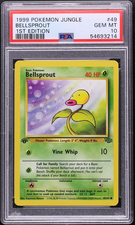 1999 Pokemon Jungle 1st Edition Bellsprout #49 PSA 10 GEM MINT on ...