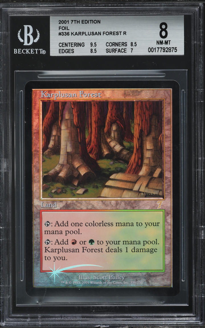 2001 Magic The Gathering MTG Seventh Edition Foil Karplusan Forest BGS ...