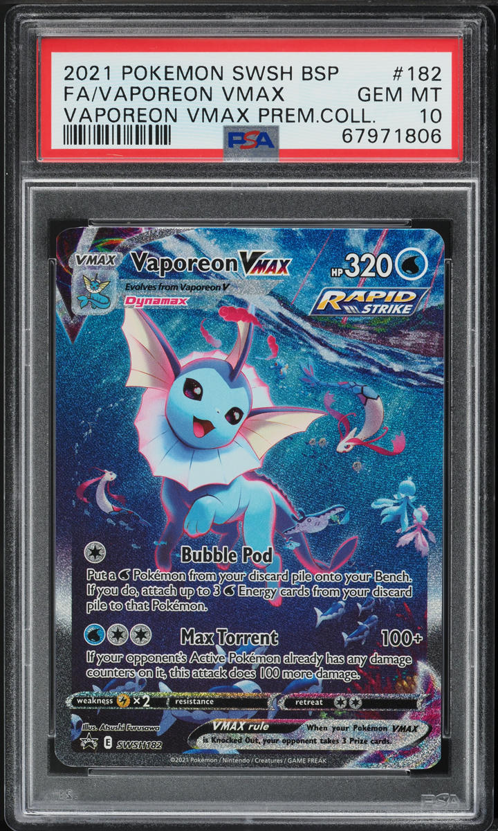 2021 Pokemon SWSH Black Star Promo VMAX Premium Vaporeon VMAX #182 PSA ...