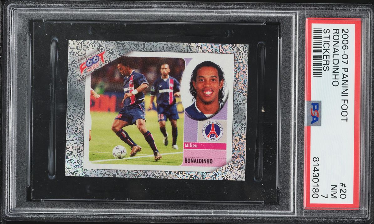 2006 Panini Foot Stickers Ronaldinho #20 PSA 7 NRMT on Fanatics Collect