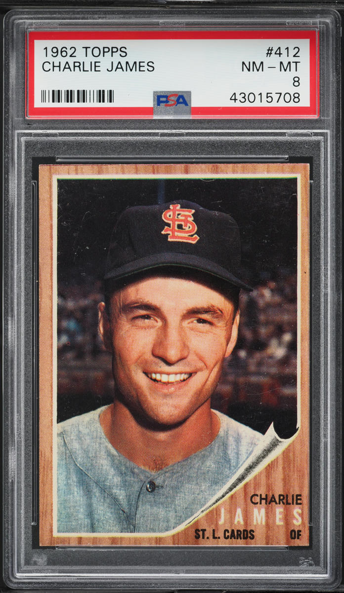 1962 Topps Charlie James #412 PSA 8 NM-MT on Fanatics Collect