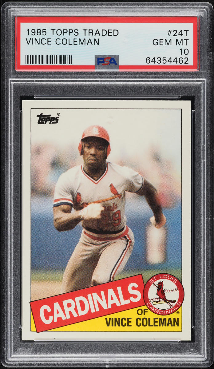 1985 Topps Traded Vince Coleman ROOKIE #24T PSA 10 GEM MINT on Fanatics ...