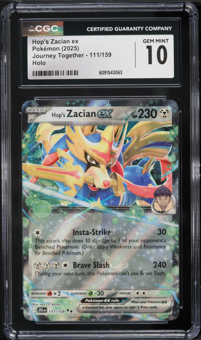 2025 Pokemon SV Journey Together Holo Hop's Zacian EX #111 CGC 10 GEM MINT on Fanatics Collect