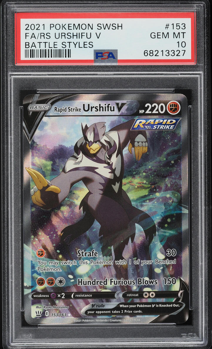 2021 Pokemon SWSH Battle Styles Alt Art Rapid Strike Urshifu V #153 PSA ...