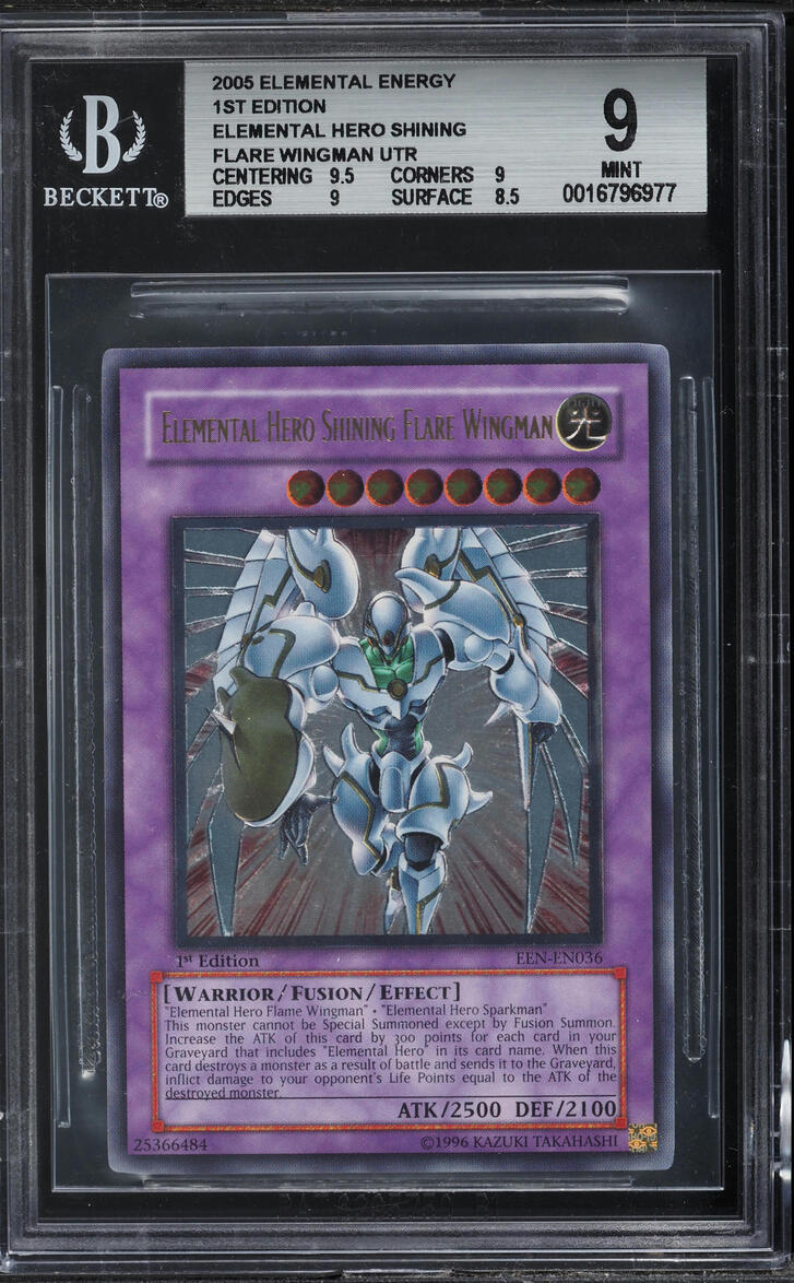 2005 Yu-Gi-Oh! EEN 1st Edition Ultimate Rare Hero Shining Flare Wingman BGS 9 on Fanatics Collect