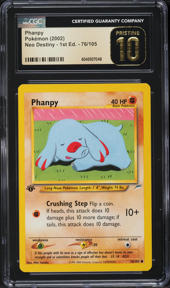 2002 Pokemon Neo Destiny 1st Edition Phanpy #76 CGC 10 PRISTINE on ...