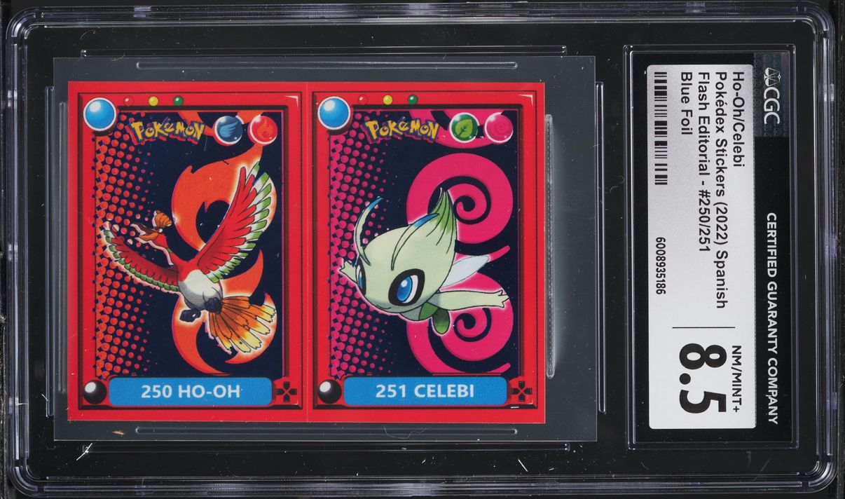 2022 Pokemon Spanish Pokedex Stickers Blue Foil Ho-Oh Celebi #250/251 ...