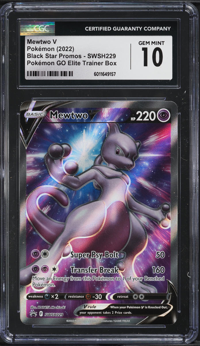 2022 Pokemon SWSH Black Star Promo Pokemon GO Elite Mewtwo V #229 CGC ...