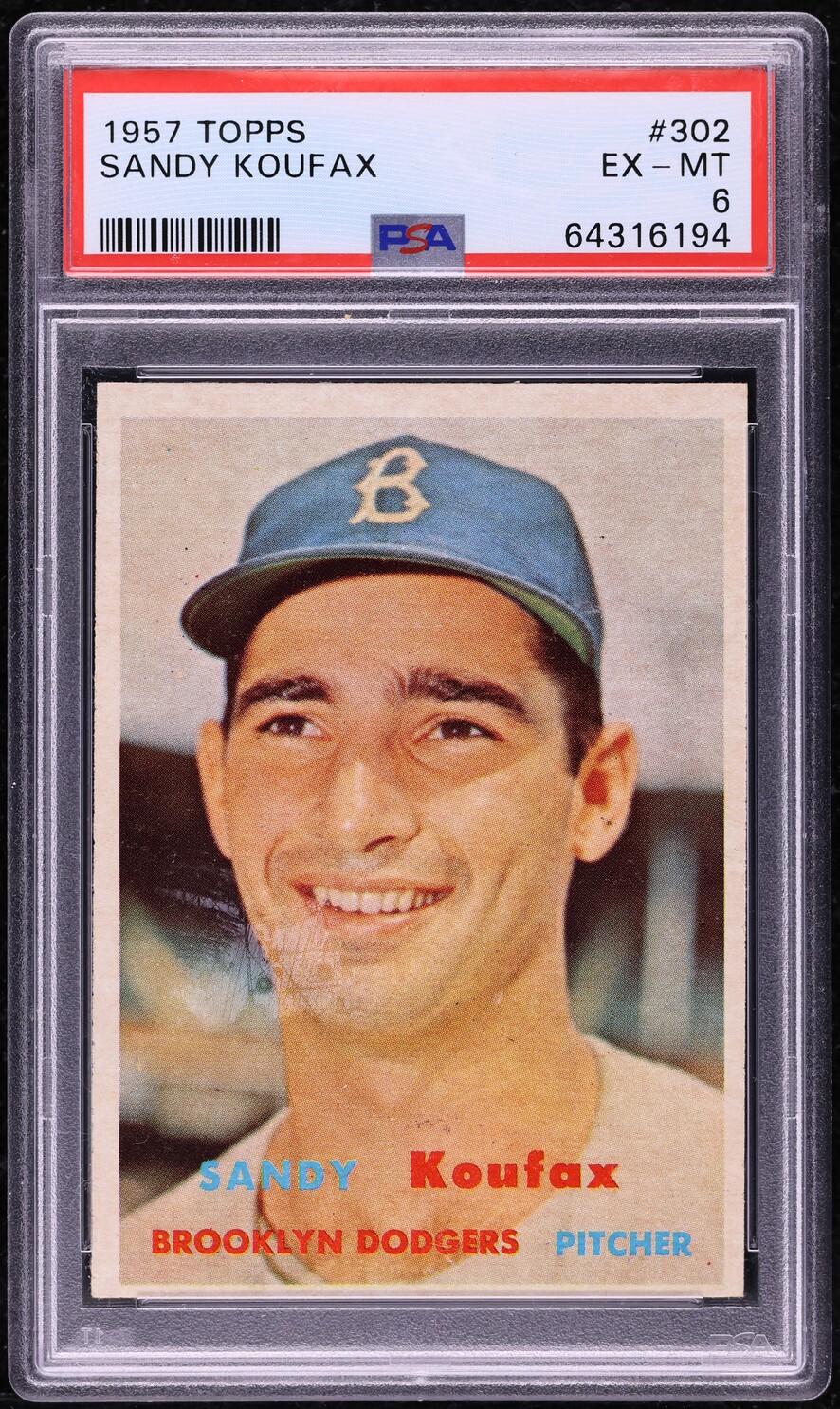 1957 Topps Sandy Koufax #302 PSA 6 EXMT on Fanatics Collect