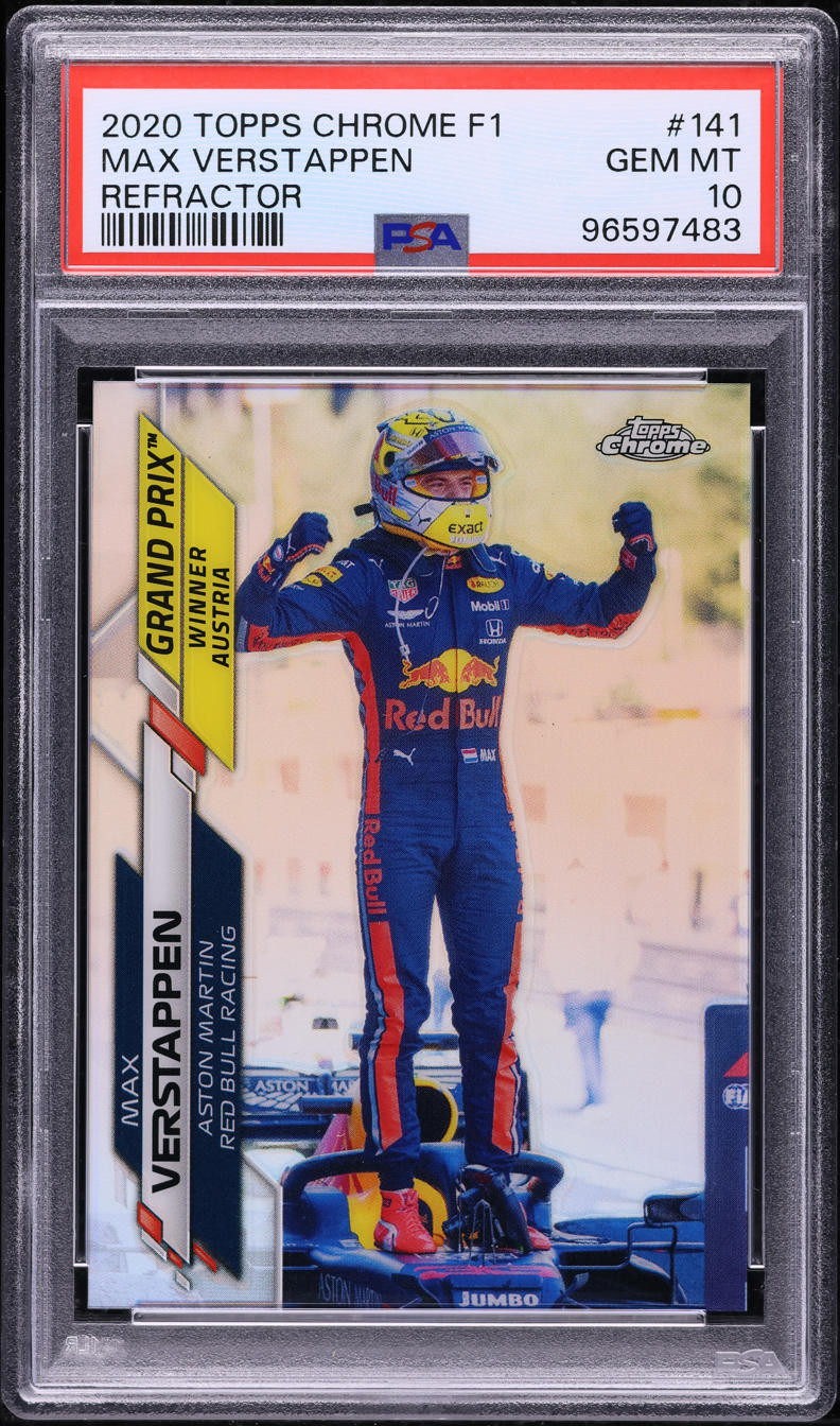 2020 Topps Chrome Formula 1 F1 Refractor Max Verstappen #141 PSA 10 GEM ...