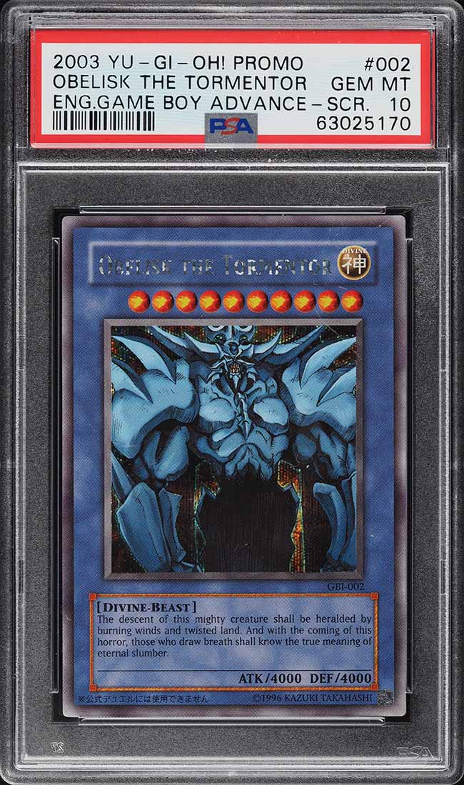 2003 Yu-Gi-Oh! Game Boy Advance SR Obelisk The Tormentor #GBI-002 PSA 10 GEM on Fanatics Collect