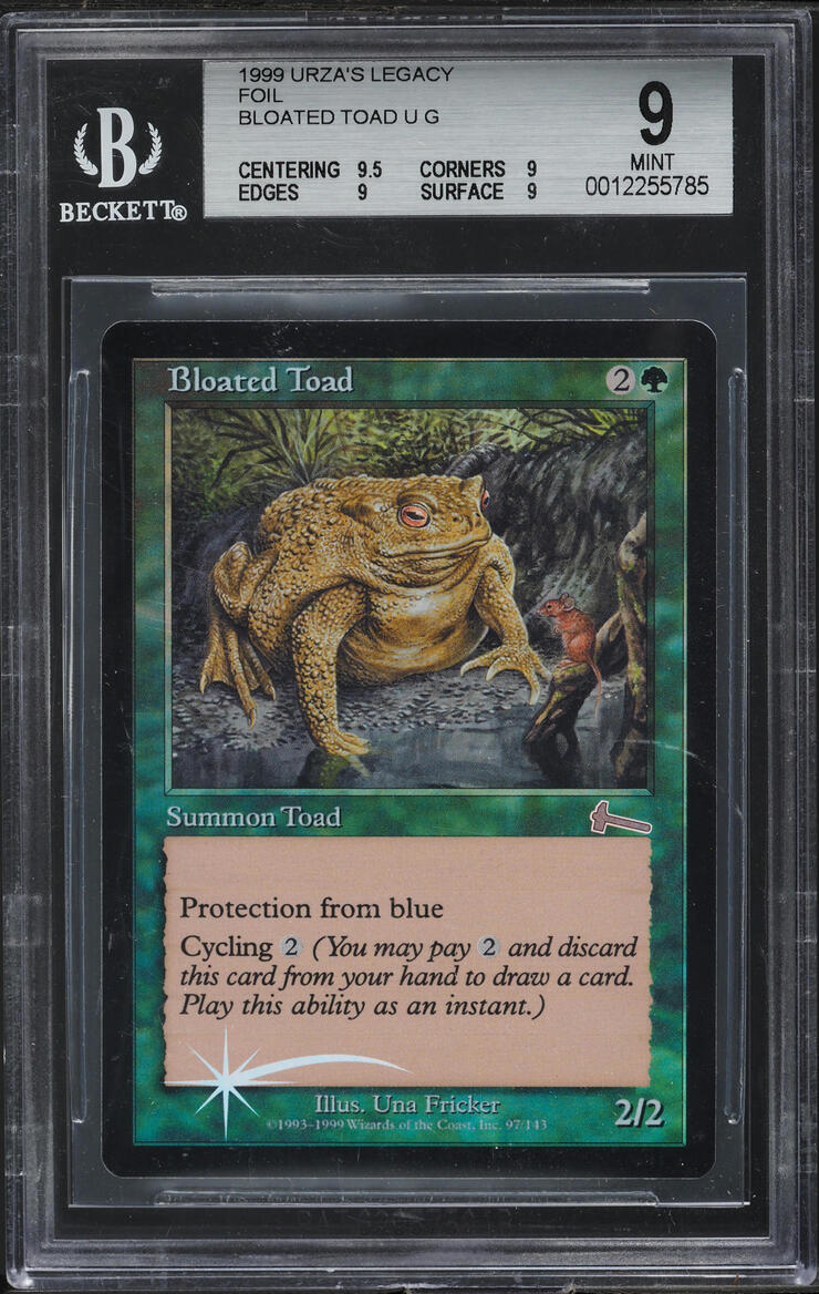 1999 Magic The Gathering MTG Urza's Legacy Foil Bloated Toad BGS 9 MINT on Fanatics Collect