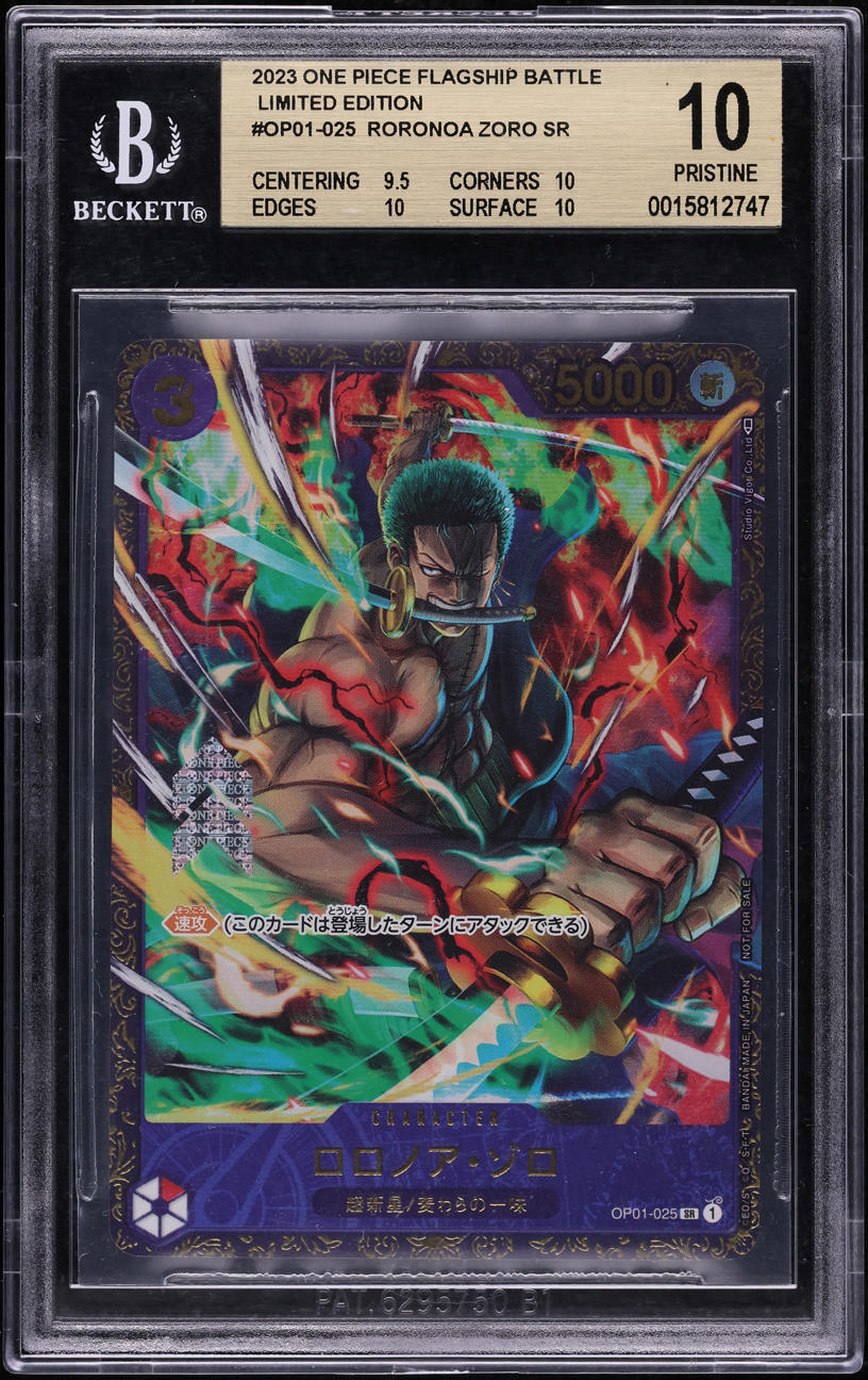 2023 One Piece Japanese Flagship Battle Roronoa Zoro #OP01-025 BGS 10 PRISTINE on Fanatics Collect