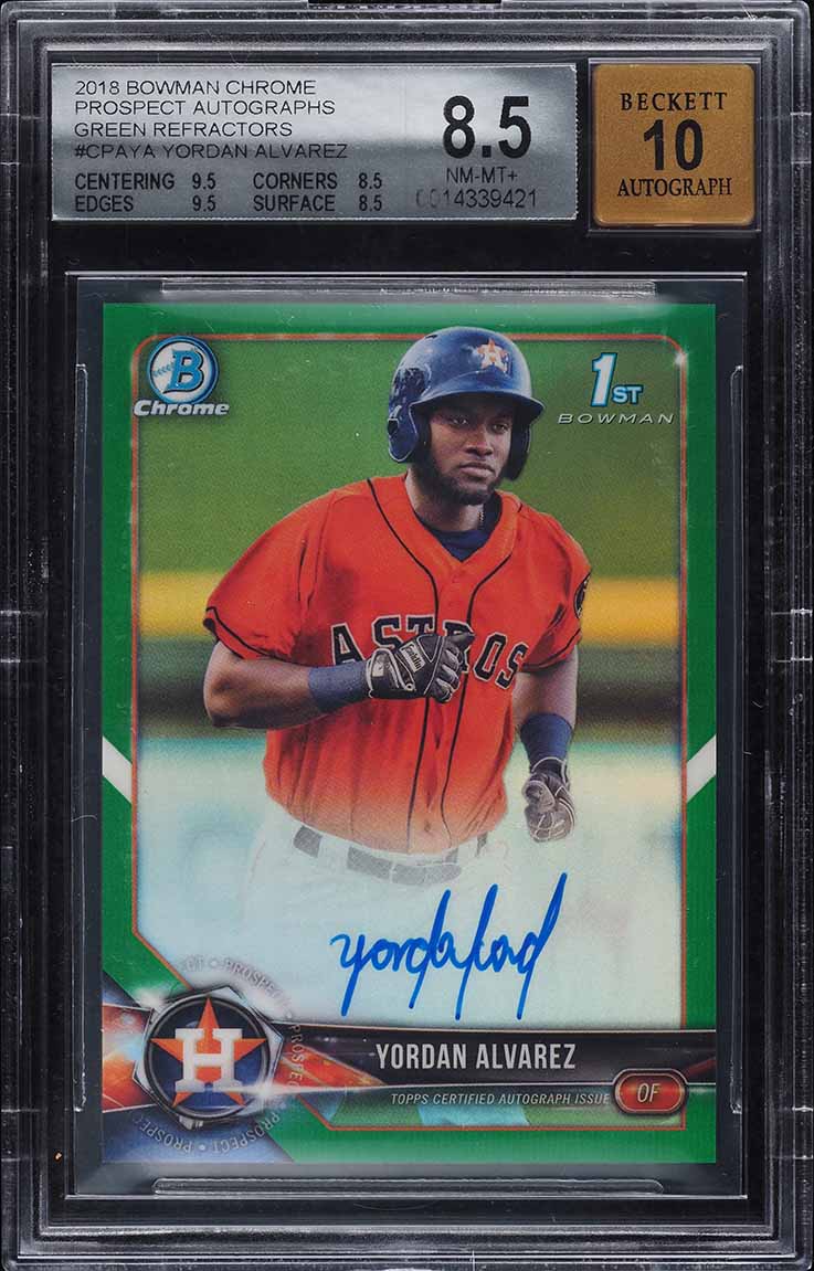 2018 Bowman Chrome Green Refractor Yordan Alvzrez PROSPECT AUTO /99 BGS ...