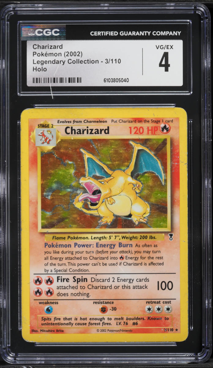 2002 Pokemon Legendary Collection Holo Charizard #3 CGC 4 VGEX on ...