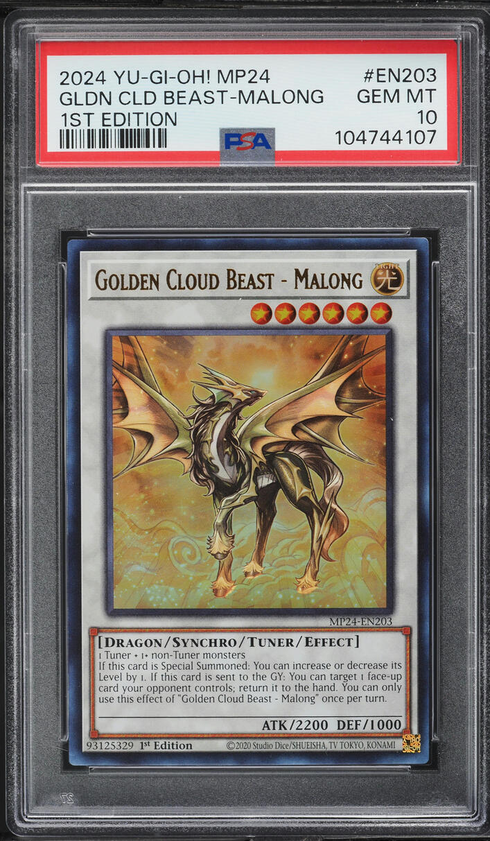 2024 Yu-Gi-Oh! MP24 1st Edition Golden Cloud Beast-Malong #MP24-EN203 PSA 10 GEM on Fanatics Collect