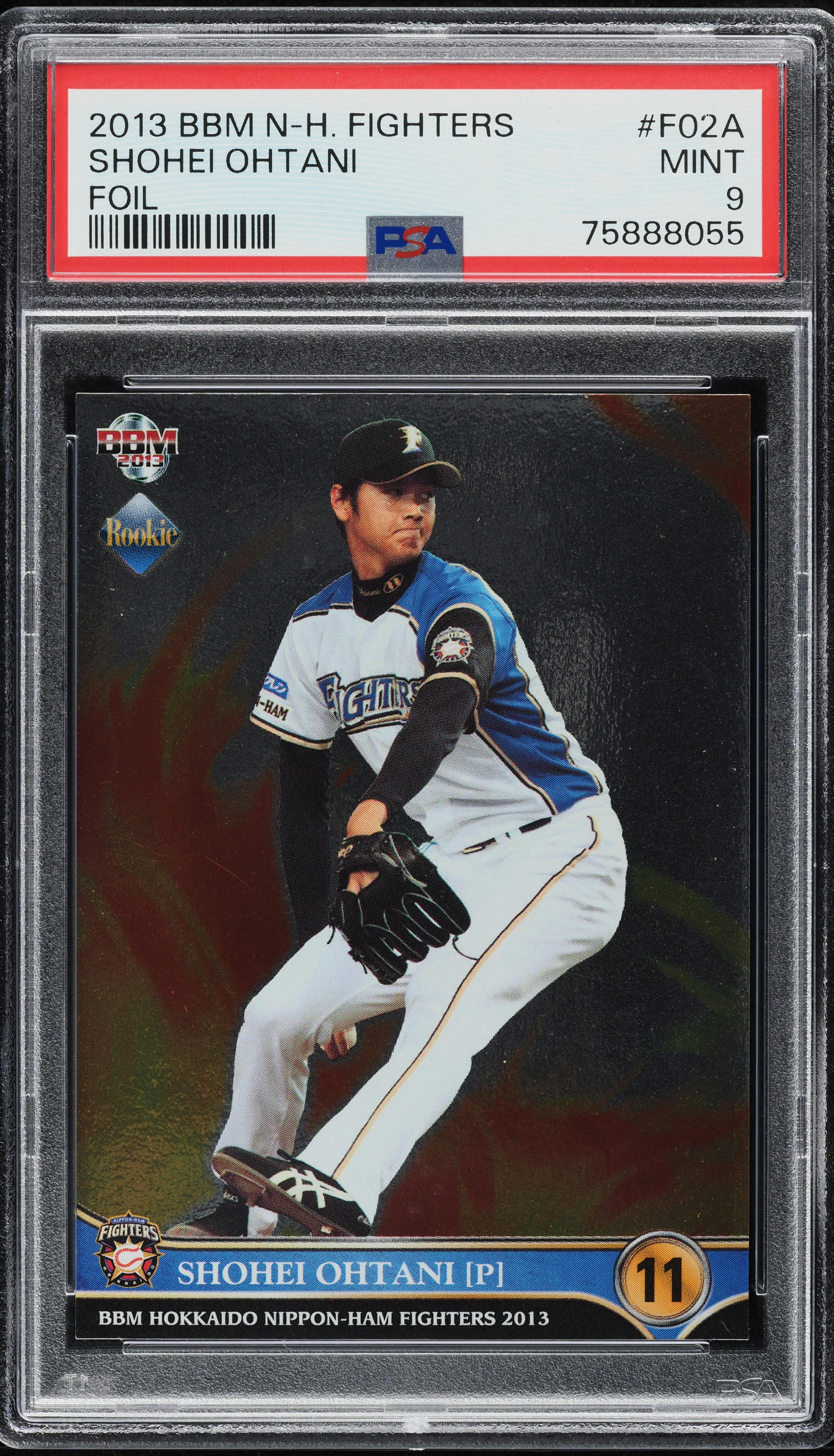 2013 BBM Hokkaido Nippon Ham Fighters Foil Shohei Ohtani ROOKIE #F02A PSA 9 MINT on Fanatics Collect