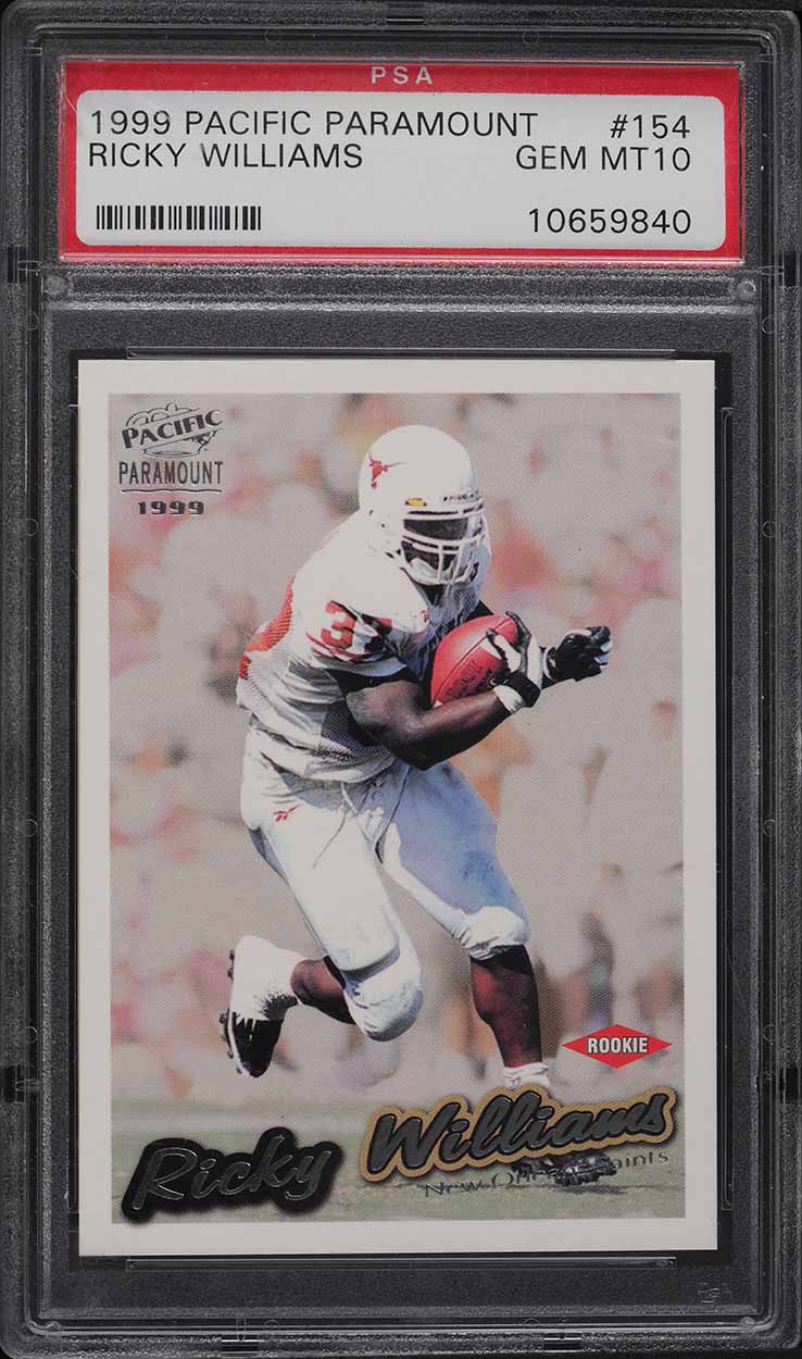 1999 Pacific Paramount Ricky Williams ROOKIE #154 PSA 10 GEM MINT on ...