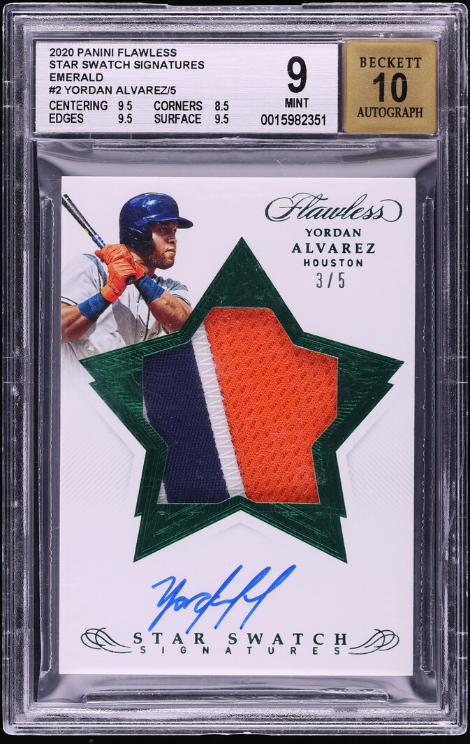 2020 Panini Flawless Star Swatch Emerald Yordan Alvarez PATCH AUTO /5 ...