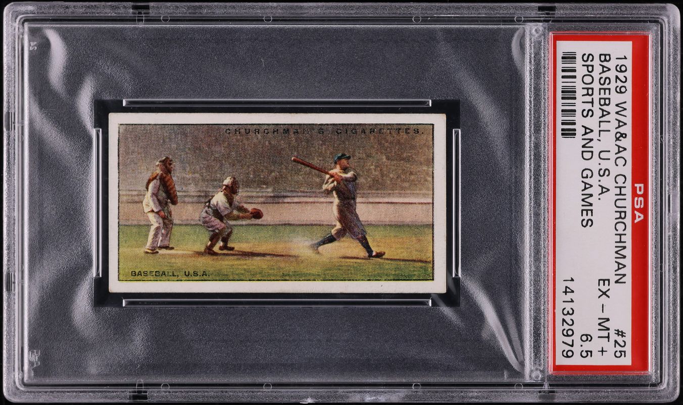 1929 WA & AC Churchman Sports & Games Babe Ruth #25 PSA 6.5 EXMT+ on ...