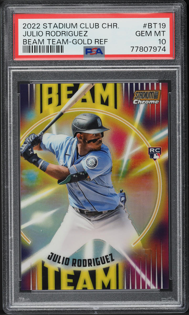 2022 Stadium Club Chrome Beam Team Gold Refractor Julio Rodriguez RC ...