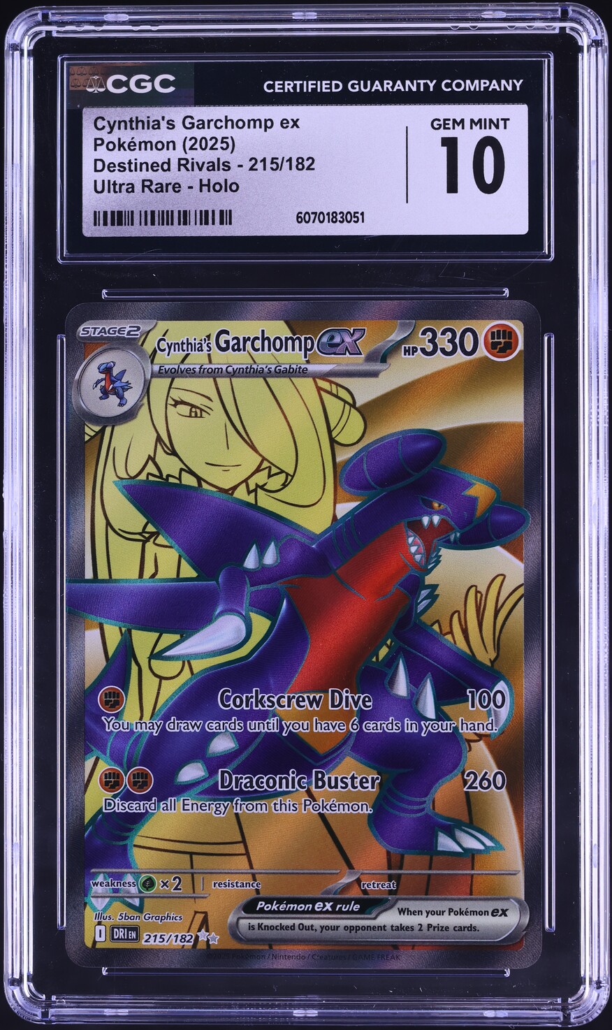 2025 Pokemon SV Destined Rivals Full Art Cynthia's Garchomp ex #215 CGC ...
