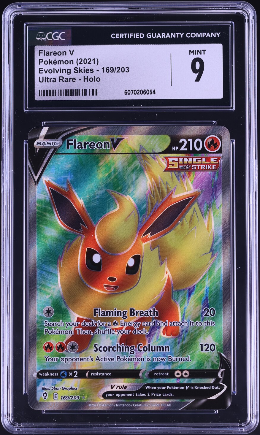 2021 Pokemon Sword & Shield Evolving Skies Full Art Flareon V #169 CGC ...