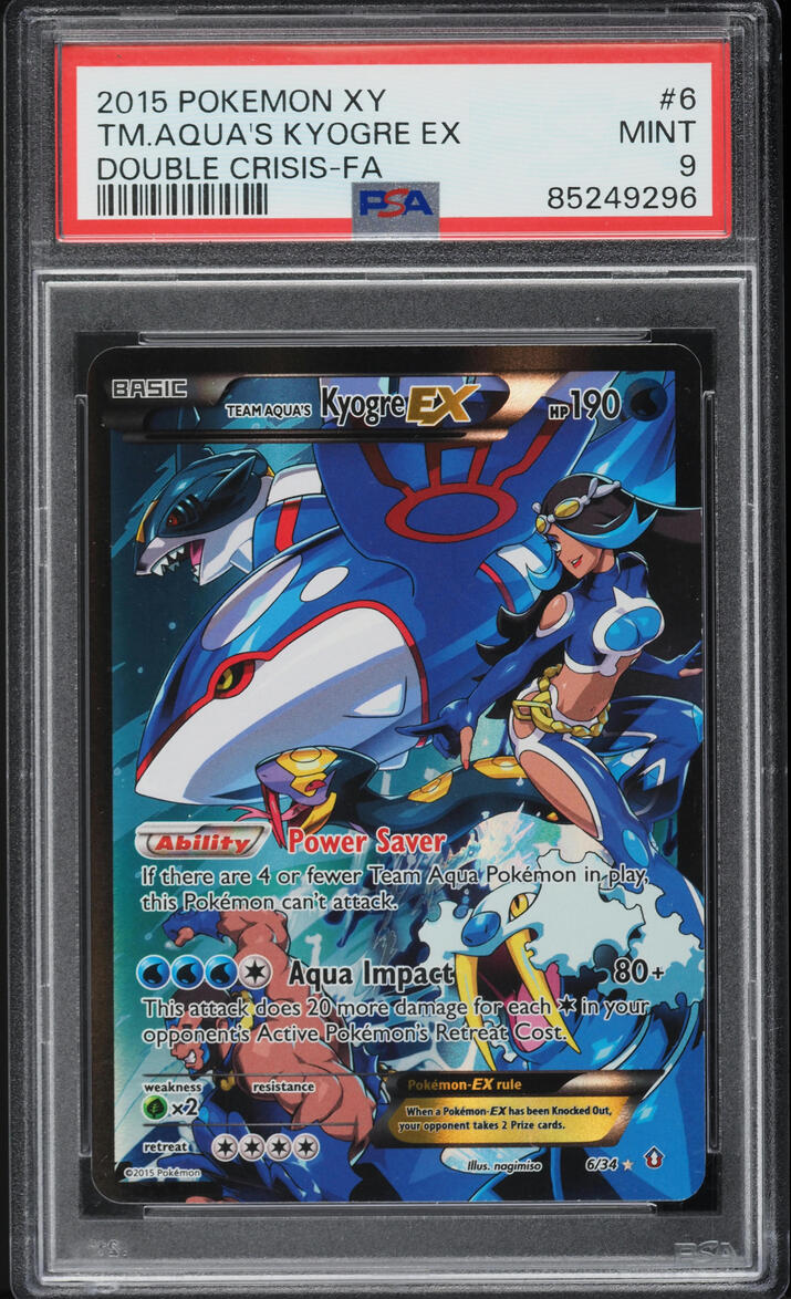 2015 Pokemon XY Double Crisis Full Art Team Aqua's Kyogre EX #6 PSA 9 ...