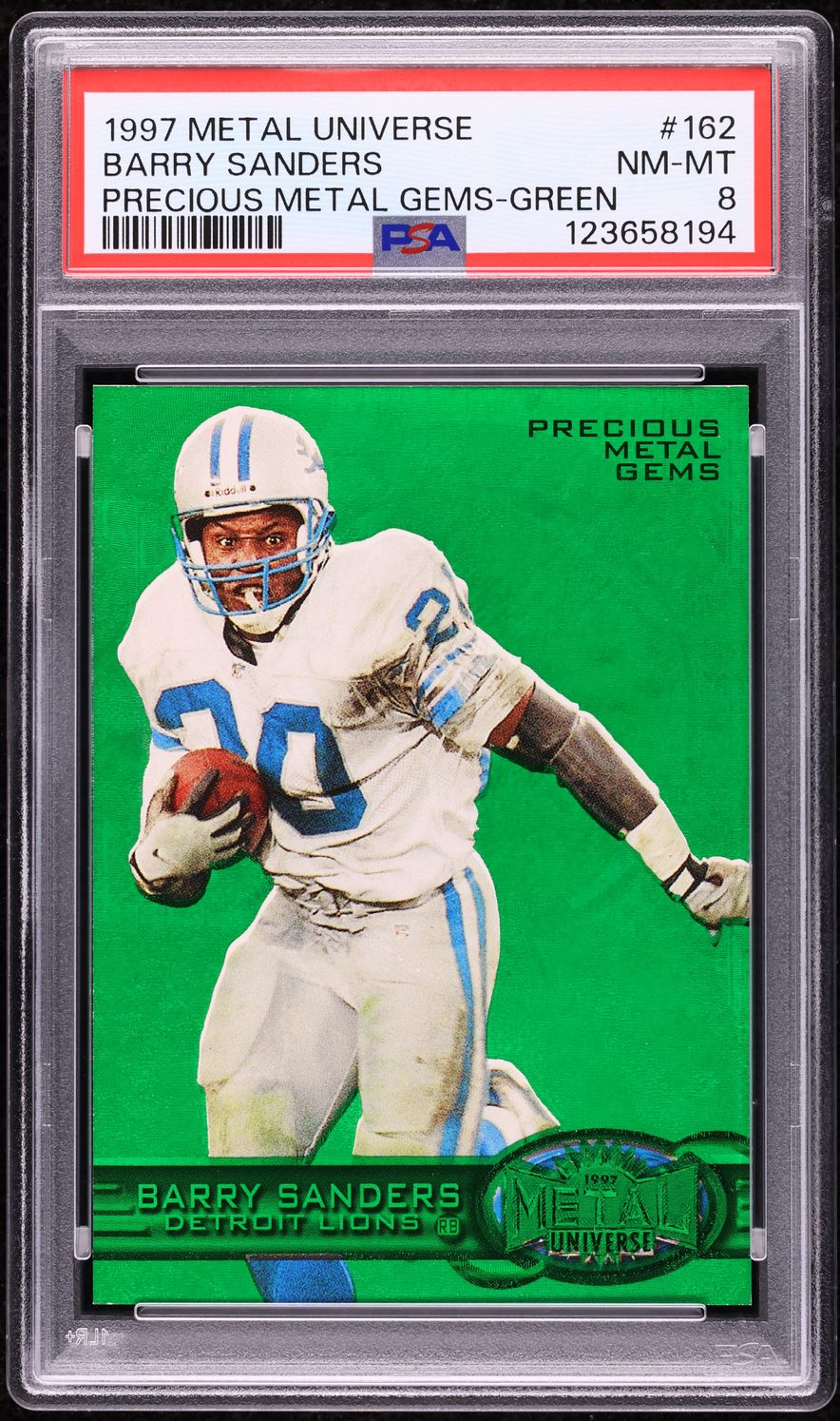 1997 Metal Universe Precious Metal Gems PMG Green Barry Sanders /15 ...