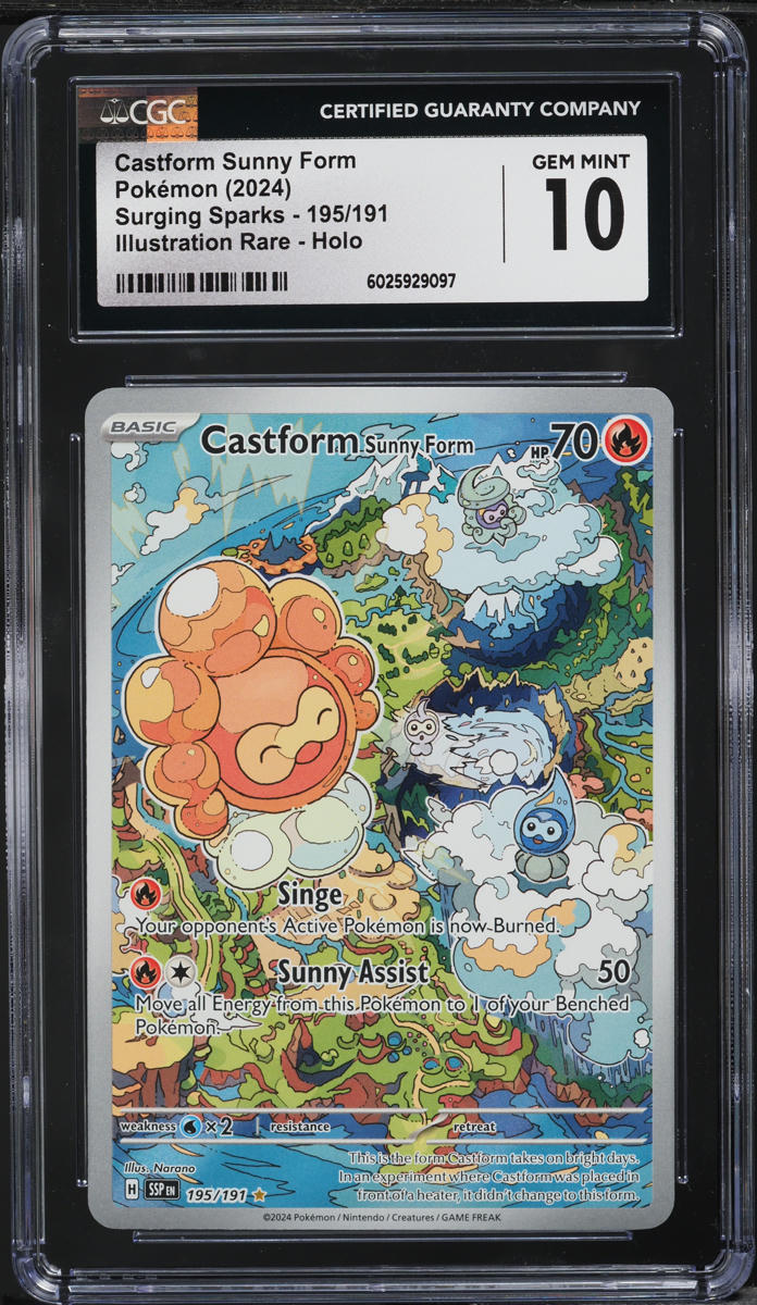 2024 Pokemon SV Surging Sparks Art Rare Castform Sunny Form #195 CGC 10 GEM MINT on Fanatics Collect