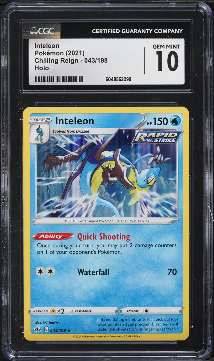 2021 Pokemon Sword & Shield Chilling Reign Holo Inteleon #43 CGC 10 GEM ...