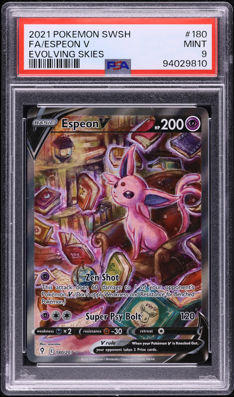 2021 Pokemon SWSH Evolving Skies Full Art Espeon V #180 PSA 9 MINT on Fanatics Collect