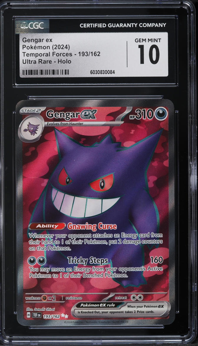 2024 Pokemon SV Temporal Forces Full Art Gengar ex #193 CGC 10 GEM MINT ...