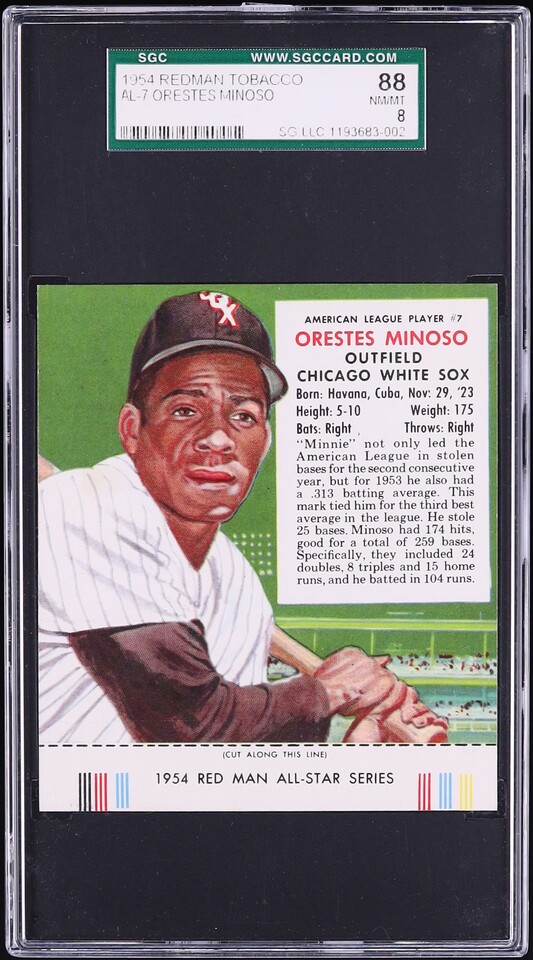 1954 Redman Tobacco Minnie Minoso #AL-7 SGC 8 NM-MT on Fanatics Collect